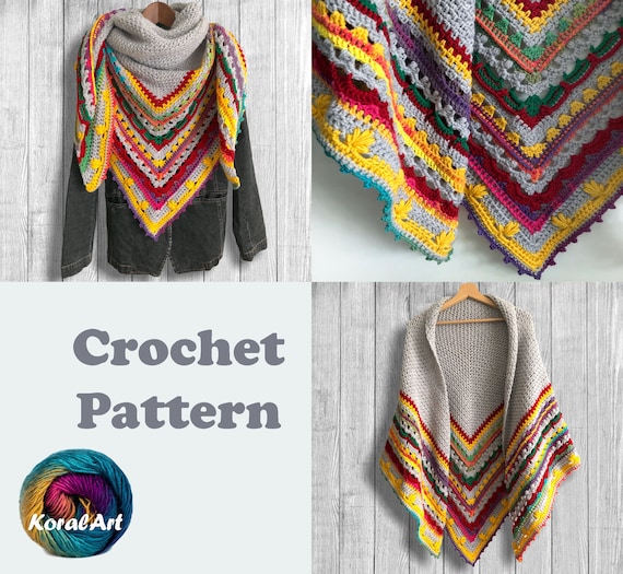 Crochet Shawl Pattern for Beginners Very Easy and Detailed - Etsy