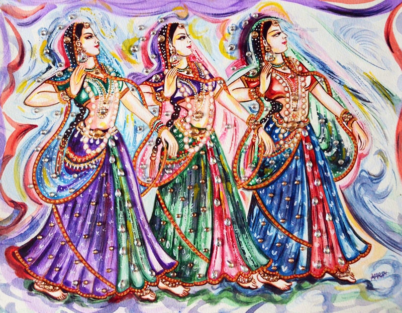 Women Dancers, Kathak, Indian Classical Dance, Water Color Painting ...