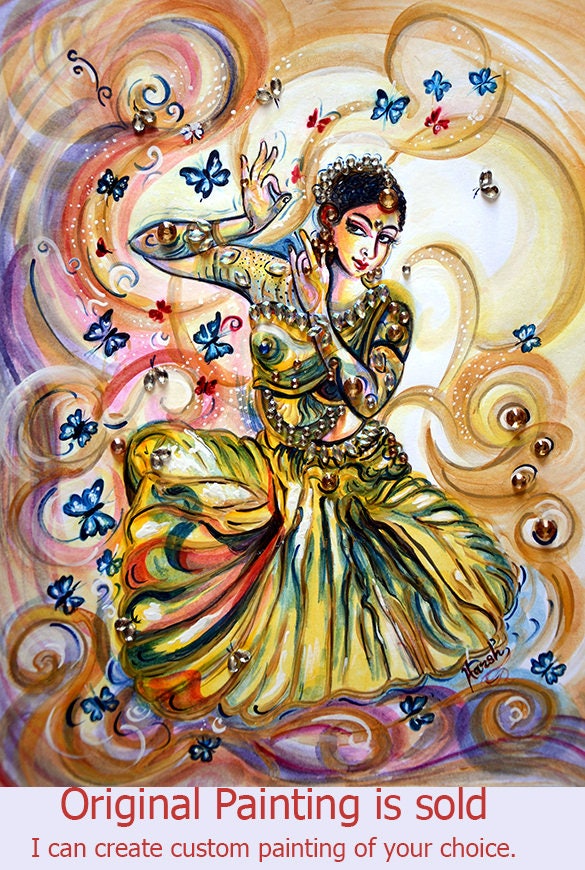 Original Dancing Oil Painting, Indian Classical Dance, Bharatanatyam ...