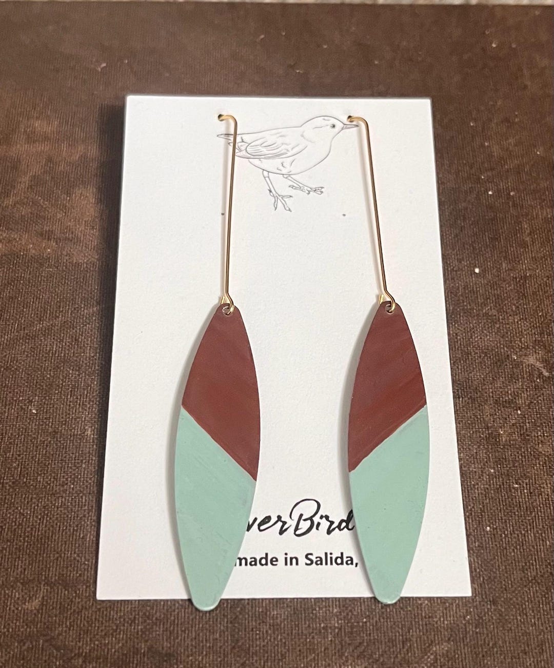 Green and Rust Surfboard Style Metal Earring. - Etsy