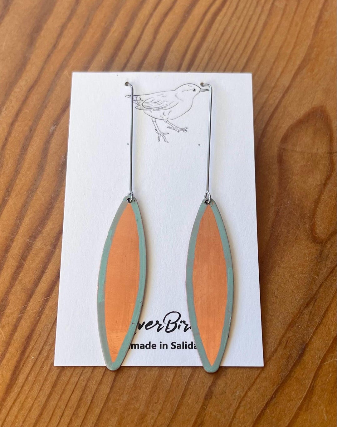 Green and Copper Surfboard Style Metal Earring. - Etsy