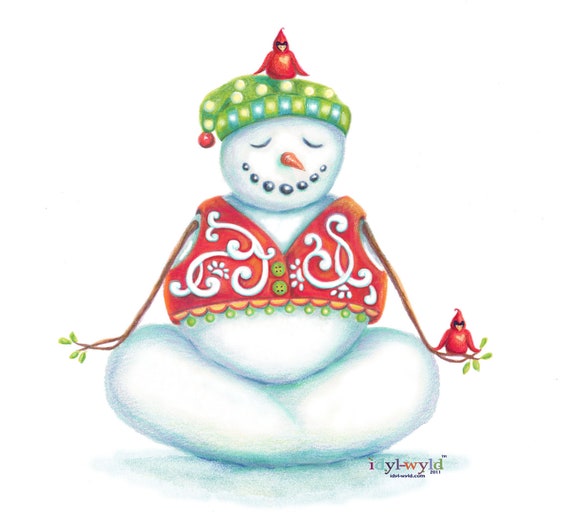 Items similar to 10 count Yoga Snowman Greeting Cards on Etsy