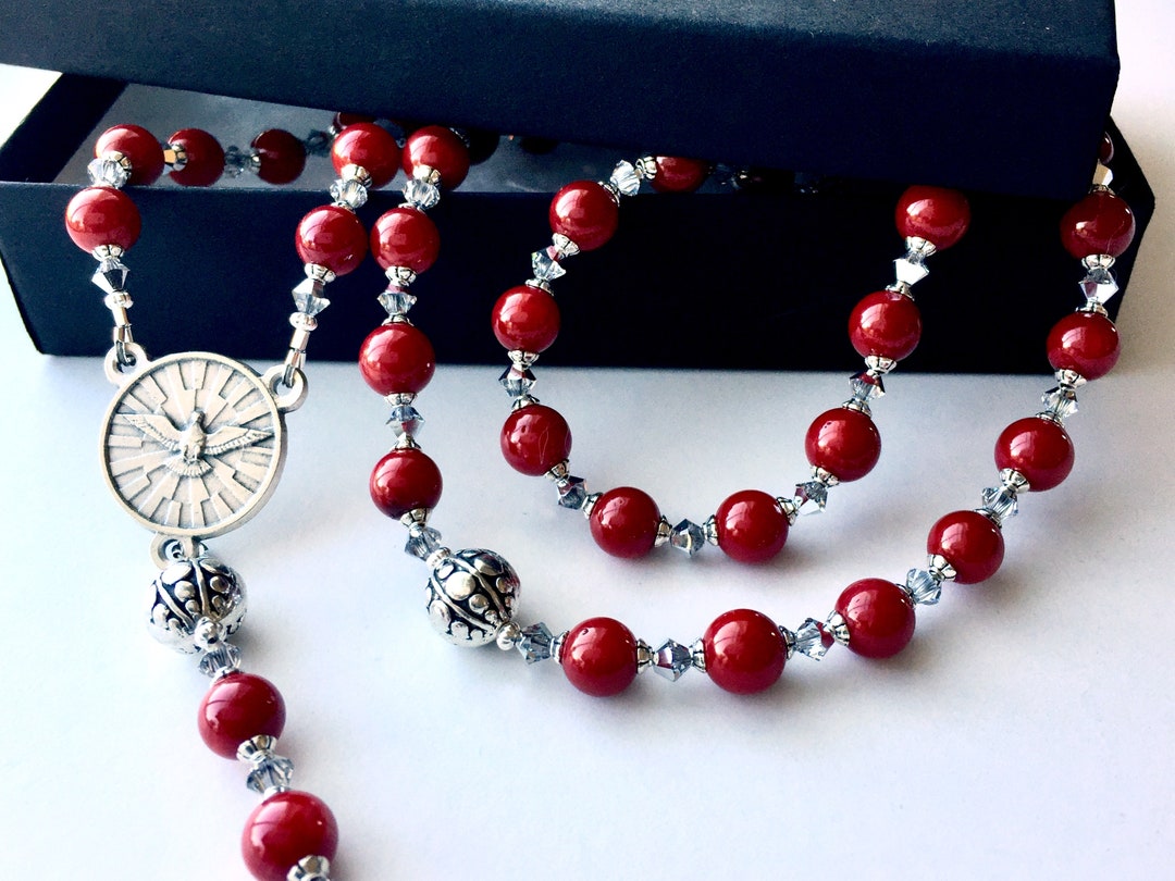 Heirloom Confirmation Rosary With Genuine Austrian Crystals, Holy ...