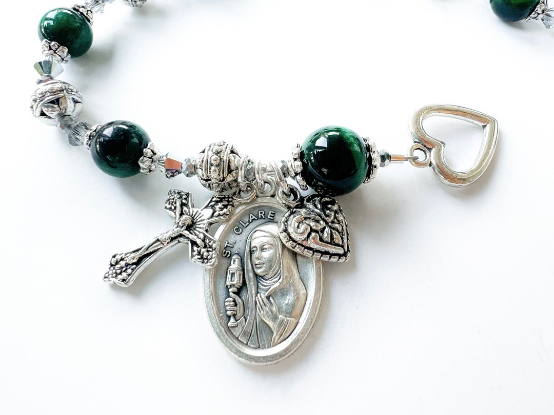 Beautiful Saint Clare of Assisi Rosary Bracelet, Catholic Jewelry ...