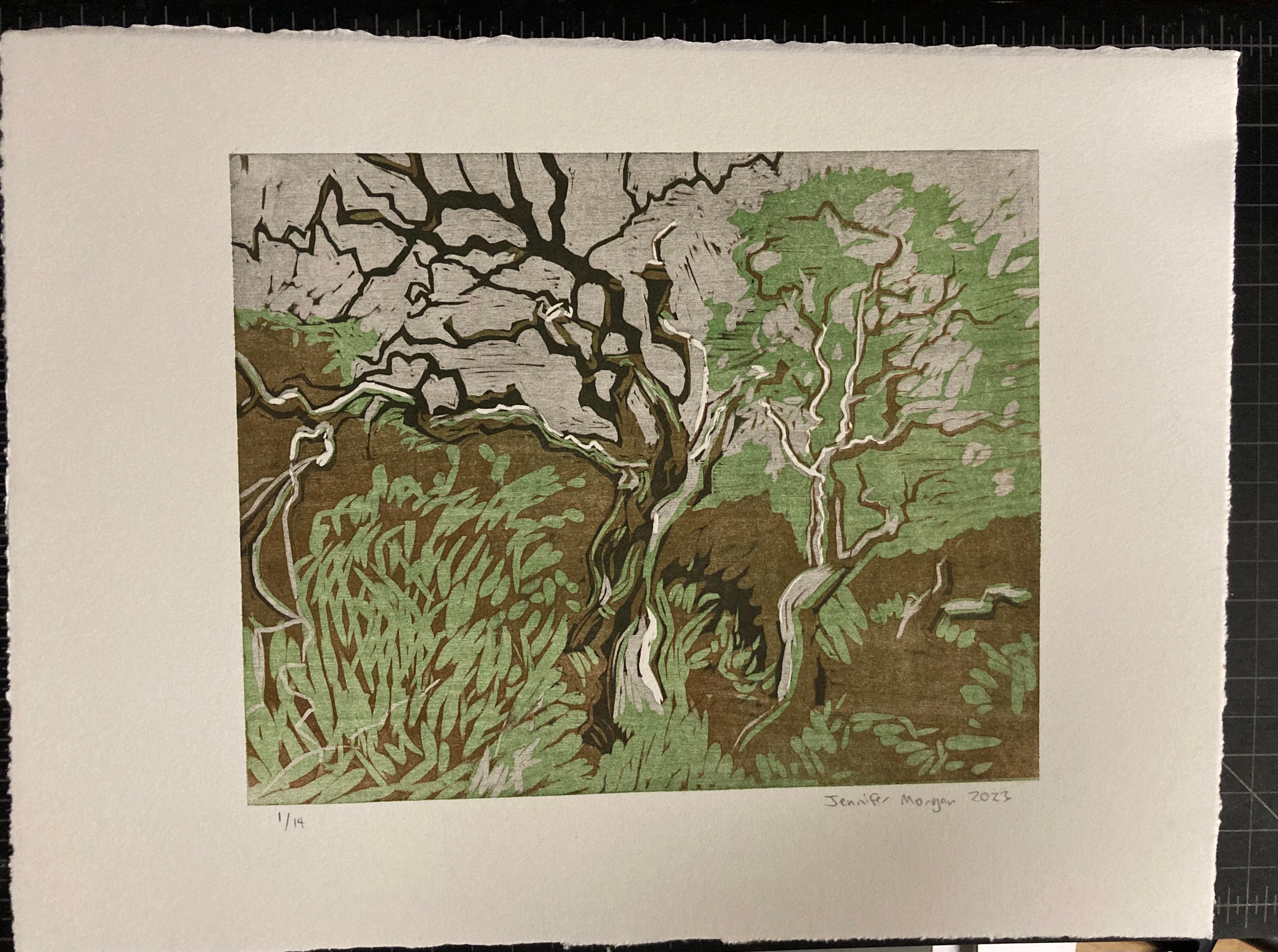 Tree Landscape Woodcut - Etsy