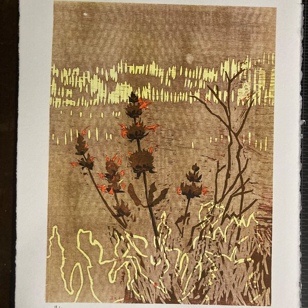 Woodcut Flowers - Etsy