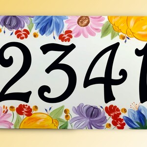 Floral House Number Plaque, Lemon and Flowers Welcome Sign, Address ...