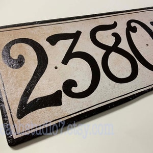 Large Rustic House Number Plaque. Porcelain Address Sign, Black Door ...