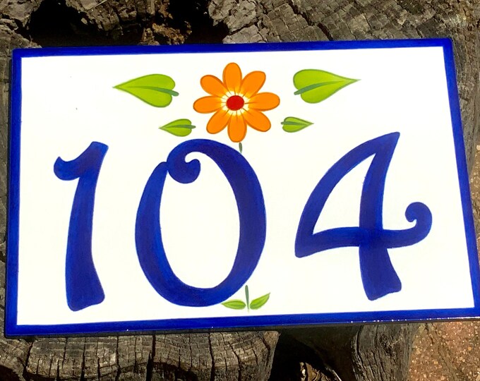 Simple Sunflower Decor Door Address Plaque, House Numbers, Cobalt Blue ...