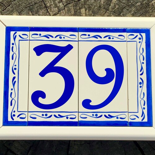 House Numbers With Frame Custom Address Tiles Sign Ceramic - Etsy
