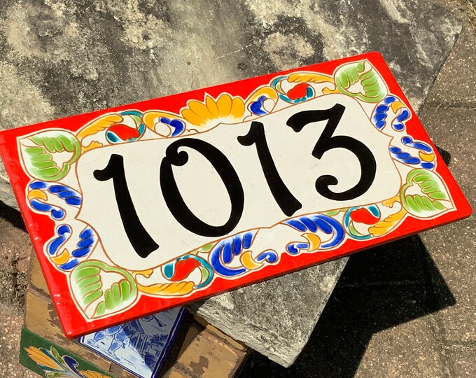 House Numbers Sign, Address Plaque, Ceramic Sign, Painted Ceramic Tile ...