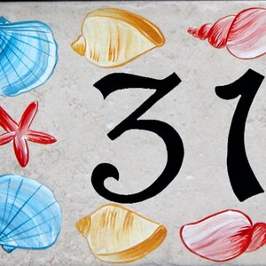 Nautical Shells House Number Plaque, House Sign, Hand Painted House ...
