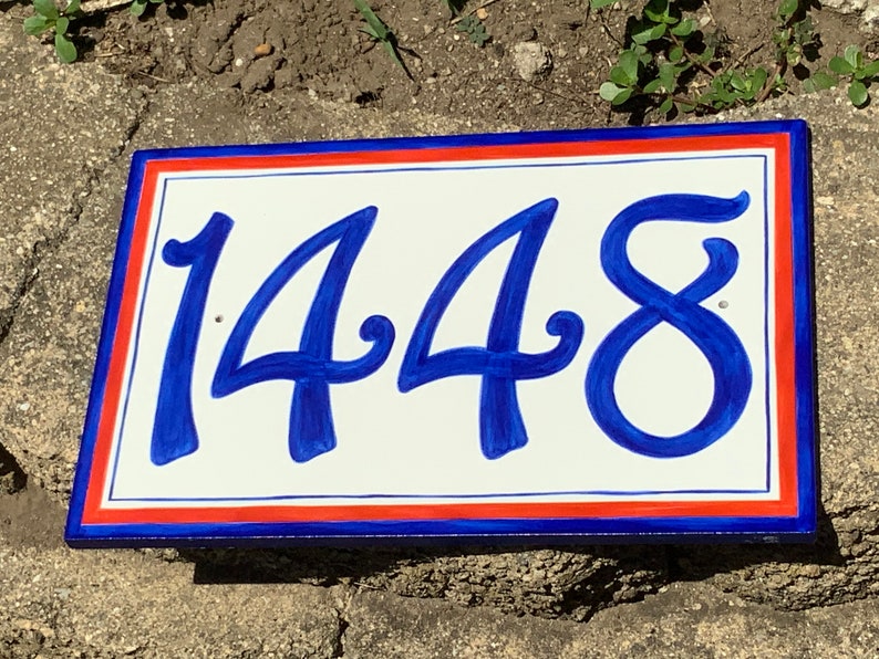 Choose Any 3 Colors Custom Hand Painted Ceramic Address Sign - Etsy