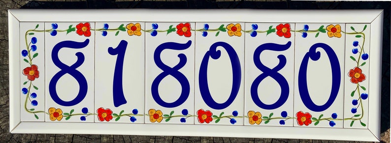 Floral House Numbers With Frame Personalized Custom Address - Etsy