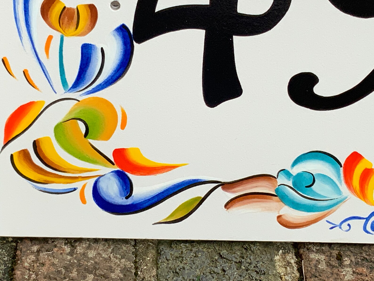 Rosemaling House Number Plaque. Decorative Folk Art Outdoor Sign ...