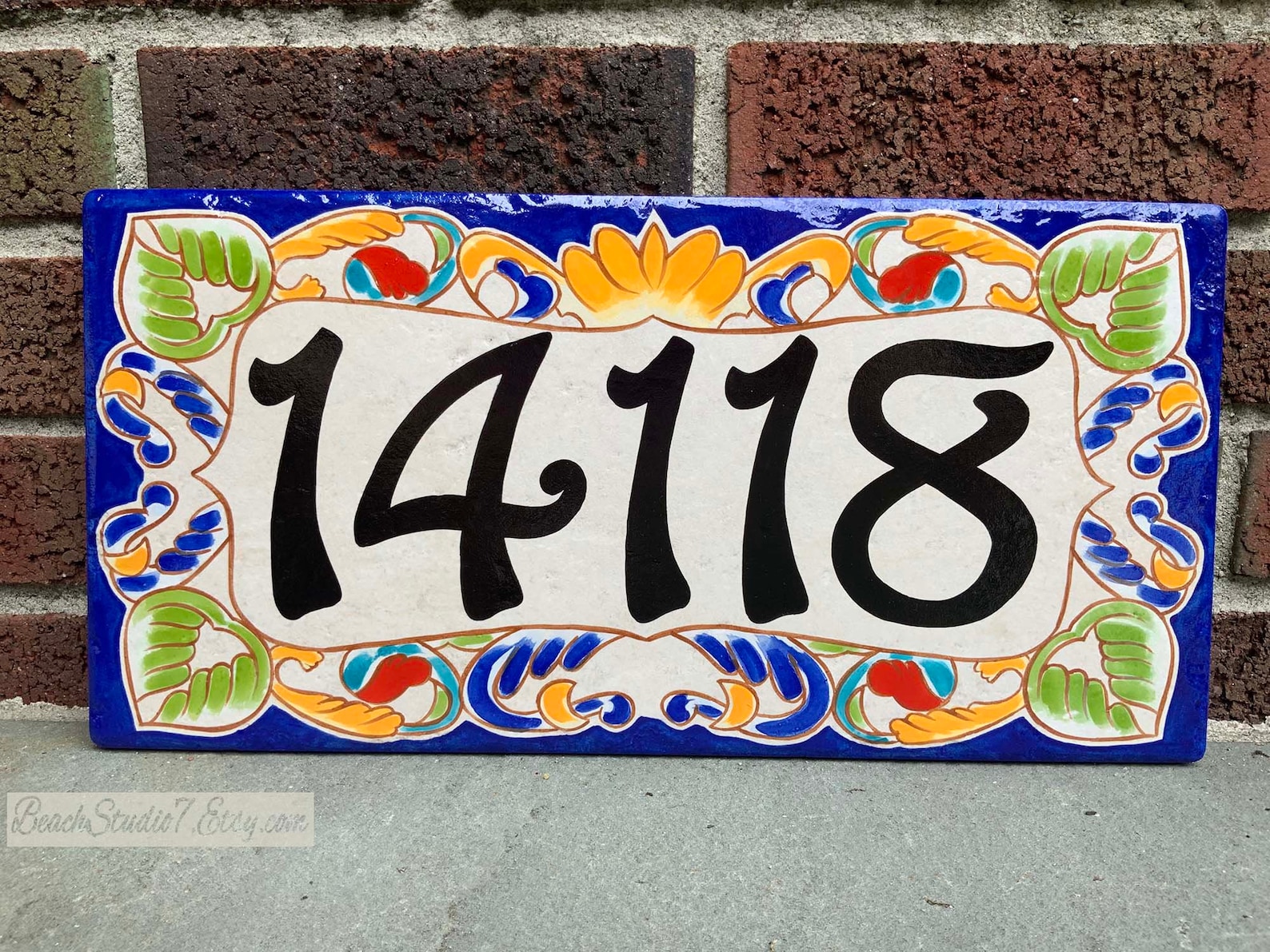 House Number Plaque Hand Painted Porcelain House Number Sign - Etsy