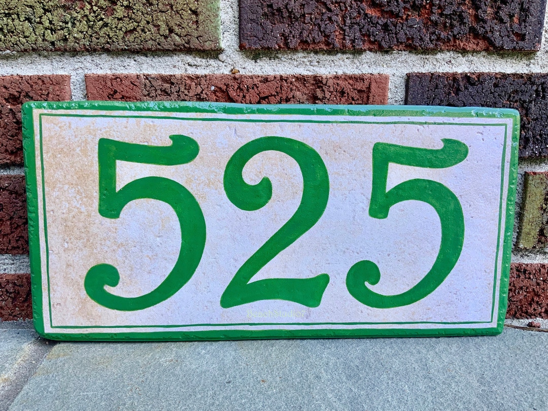 Green Custom House Number Sign Hand Painted Personalized Sign, Address ...