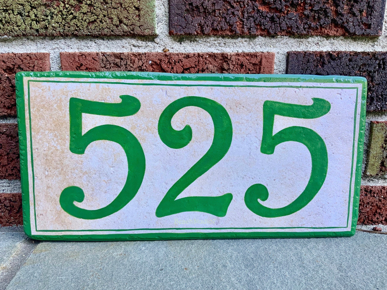 Green Custom House Number Sign Hand Painted Personalized Sign, Address ...