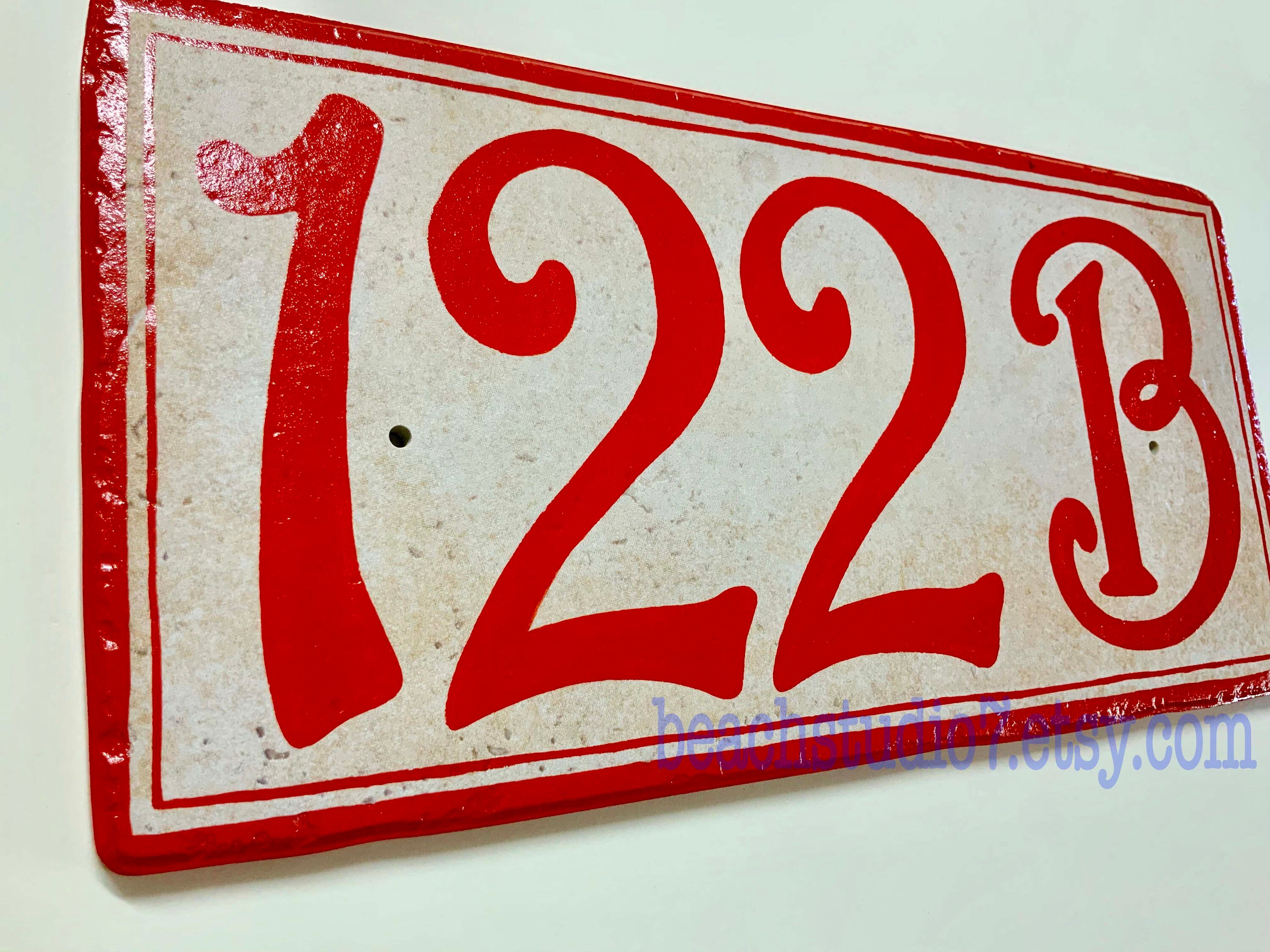 Red House Numbers Rustic Address Number Plaque Outdoor Sign | Etsy