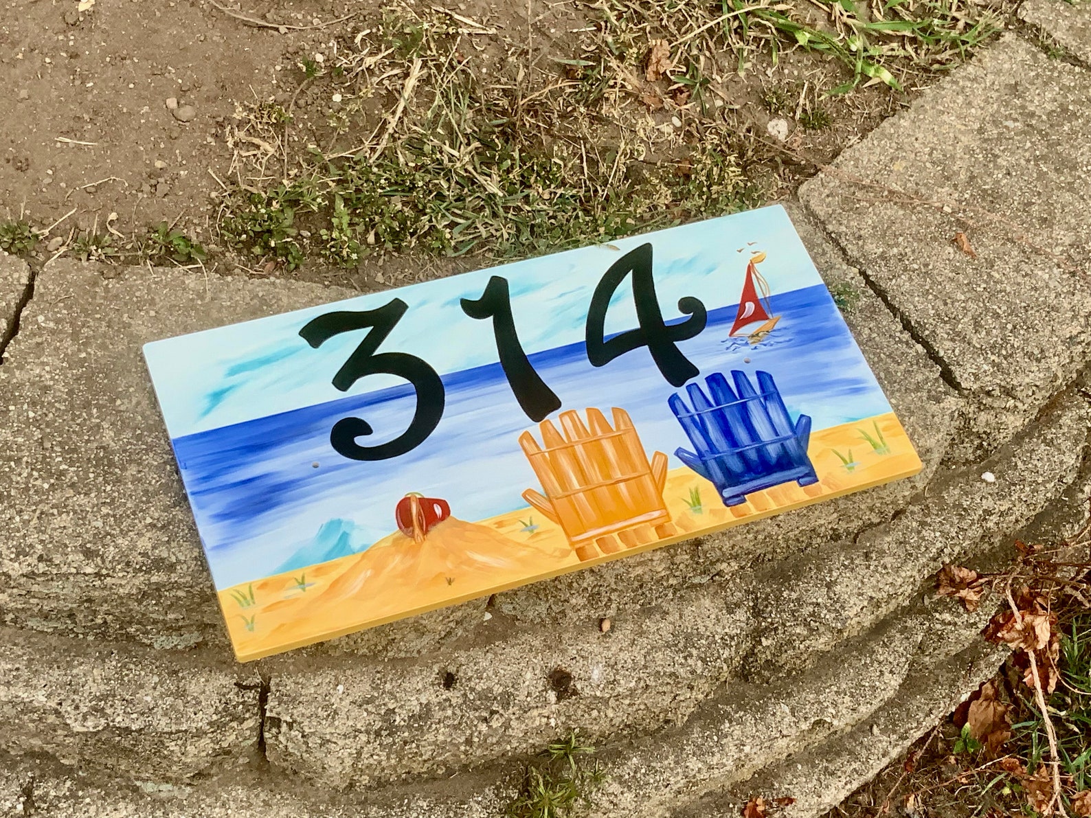 Beach House Numbers Tropical Nautical Ocean House Number - Etsy