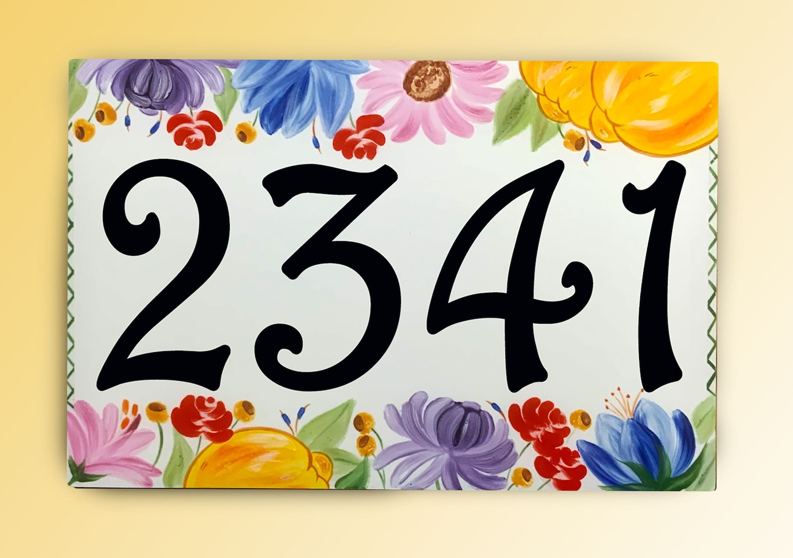 Floral House Number Plaque Lemon and Flowers Welcome Sign - Etsy