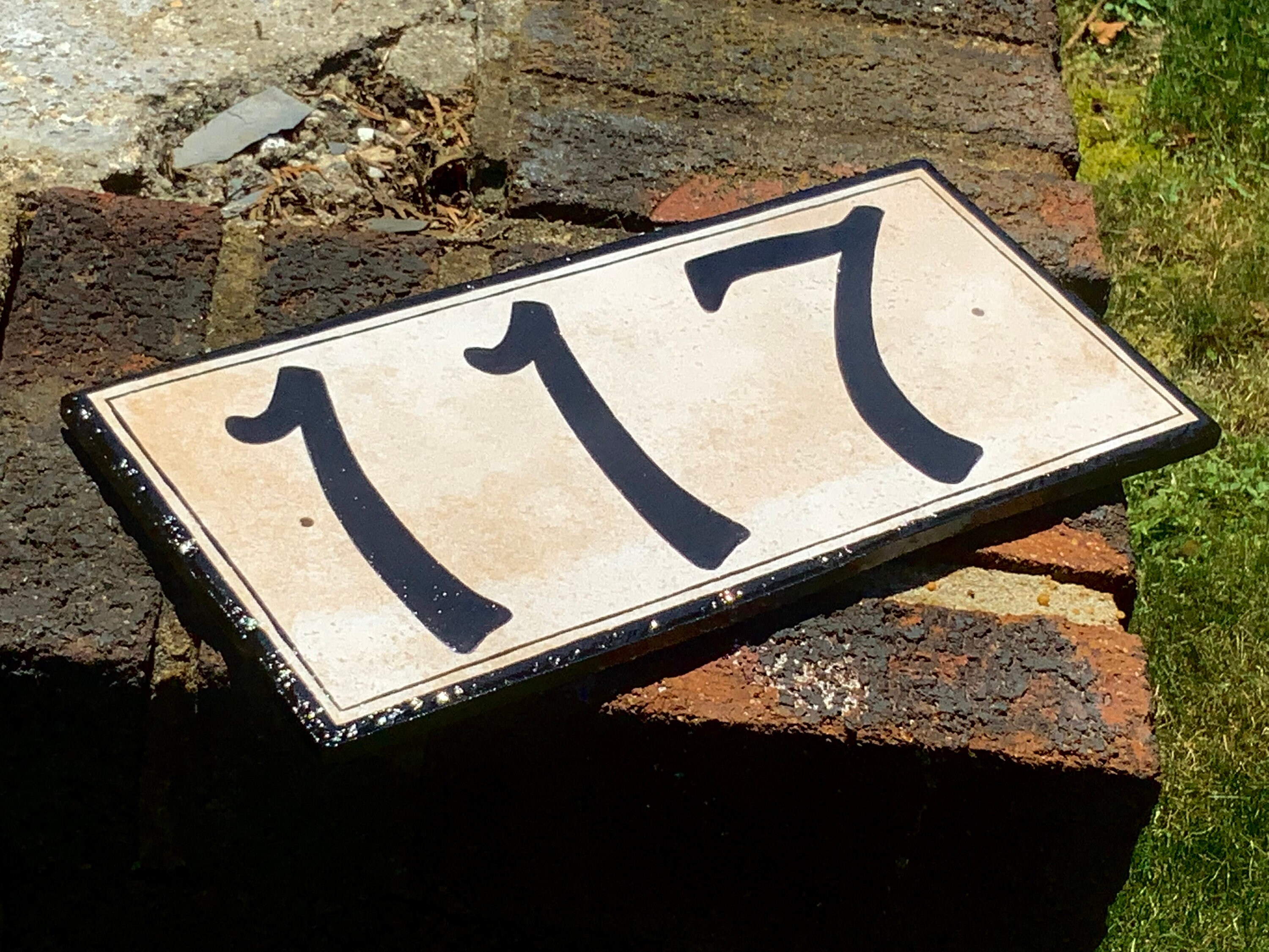 Large Rustic house number plaque. Porcelain address sign | Etsy