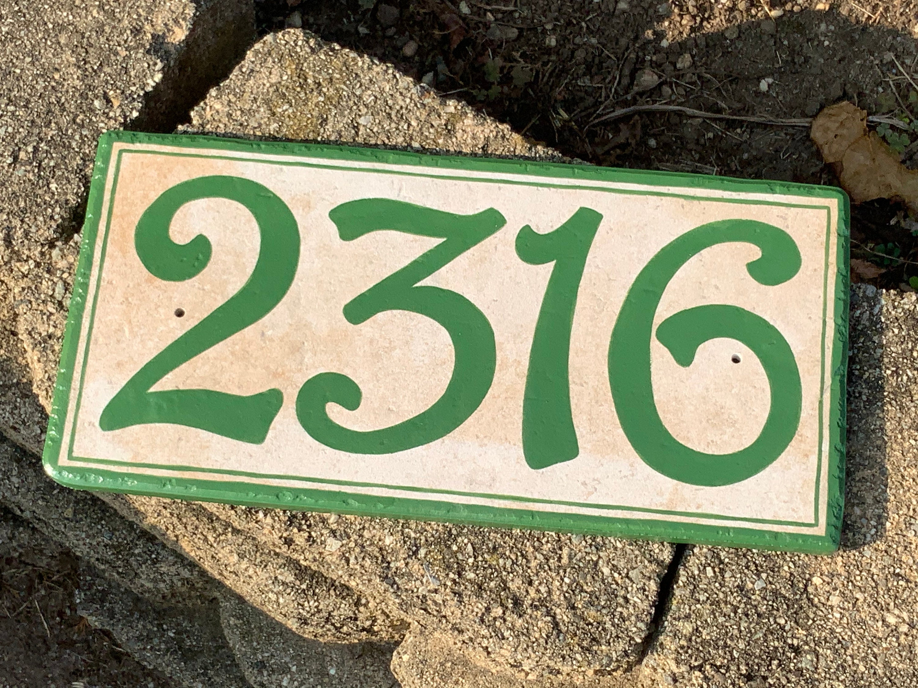 Green custom house number sign Hand painted personalized sign | Etsy
