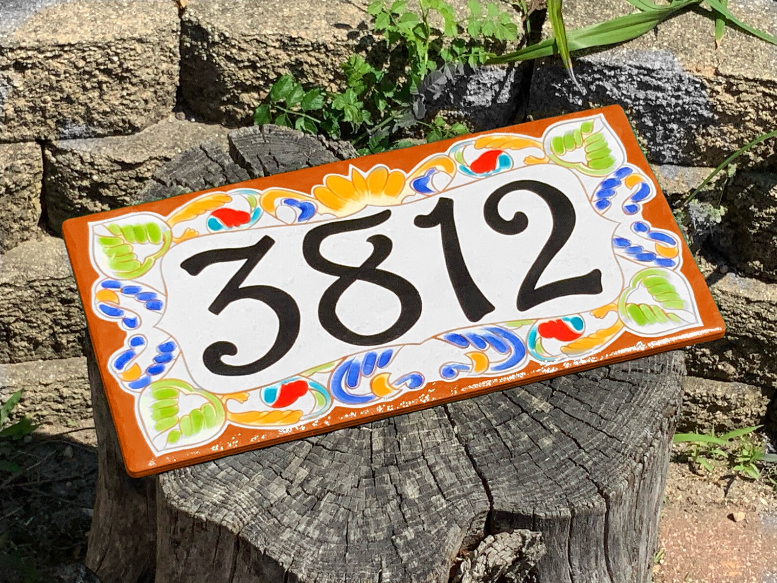 Hand Painted Porcelain House Number Plaque - Colorful Address Sign - Etsy