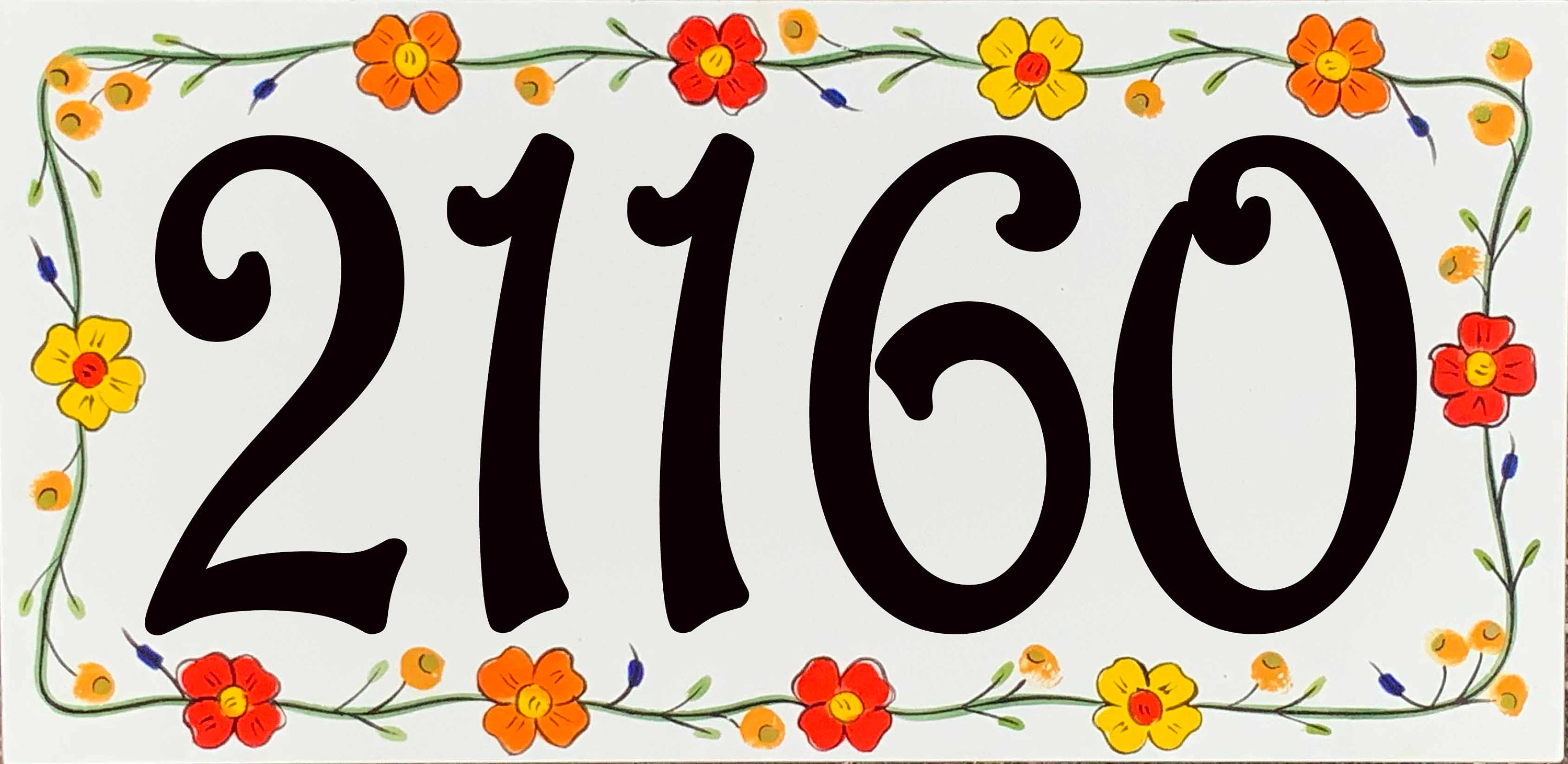 Floral House Number Sign, Large Numbers, Custom Hand Painted Address ...