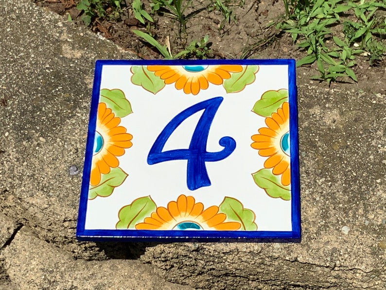 Hand Painted Individual Number Sign Porcelain Sunflower Door | Etsy
