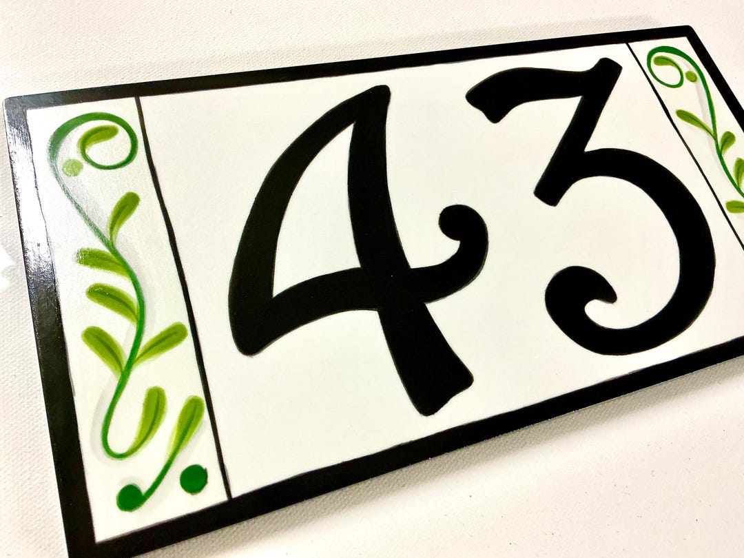 Modern Visibly Large 5" Numbers Porcelain House Number Sign, Green ...