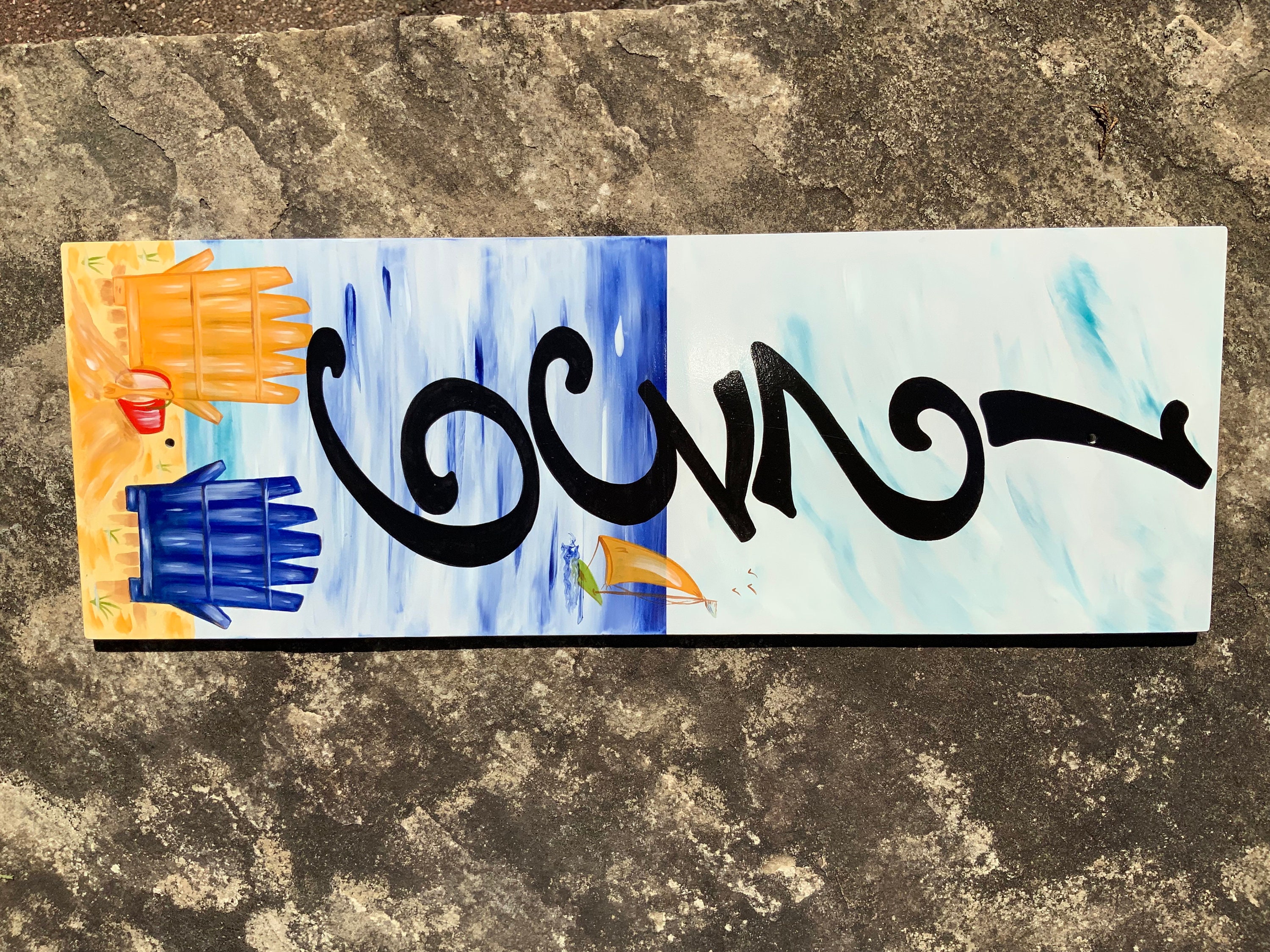 Vertical beach numbers Nautical Ocean house Number plaque | Etsy