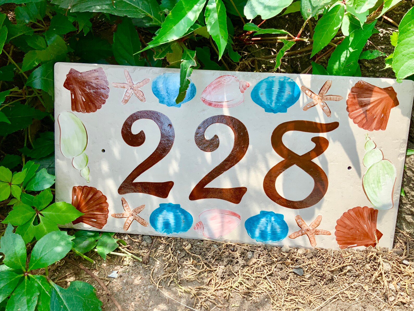 Shells House Number Plaque Personalized Nautical House Sign | Etsy