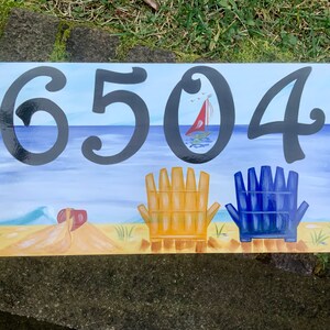 Beach House Numbers, Tropical, Nautical, Ocean House Number Plaque ...