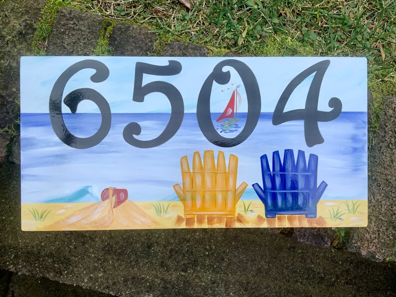 Beach House Numbers Tropical Nautical Ocean House Number - Etsy