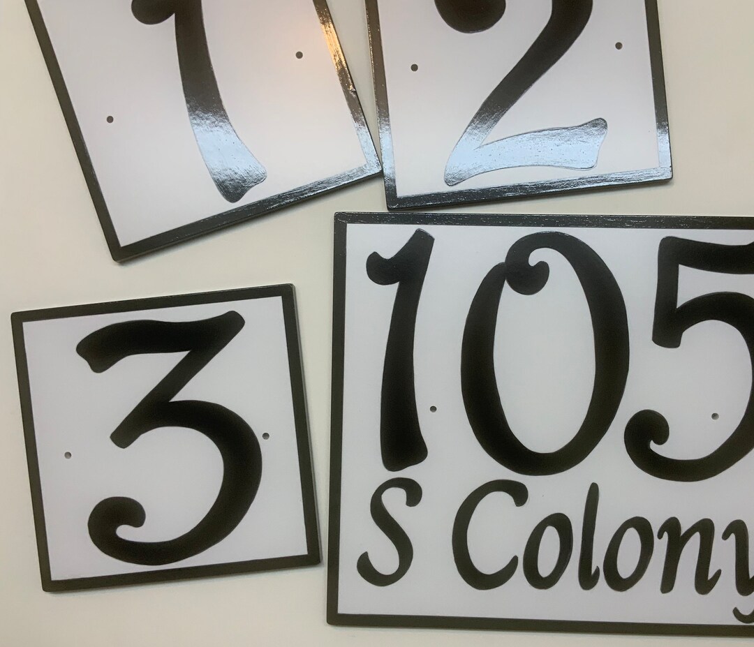 Very Large 6 Inch Door Numbers. Hand Painted House Number Plaques ...