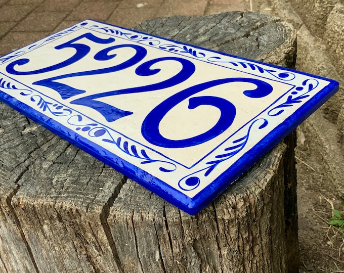 Large 5 Inch House Numbers Ceramic, Custom Hand Painted Address Tiles ...