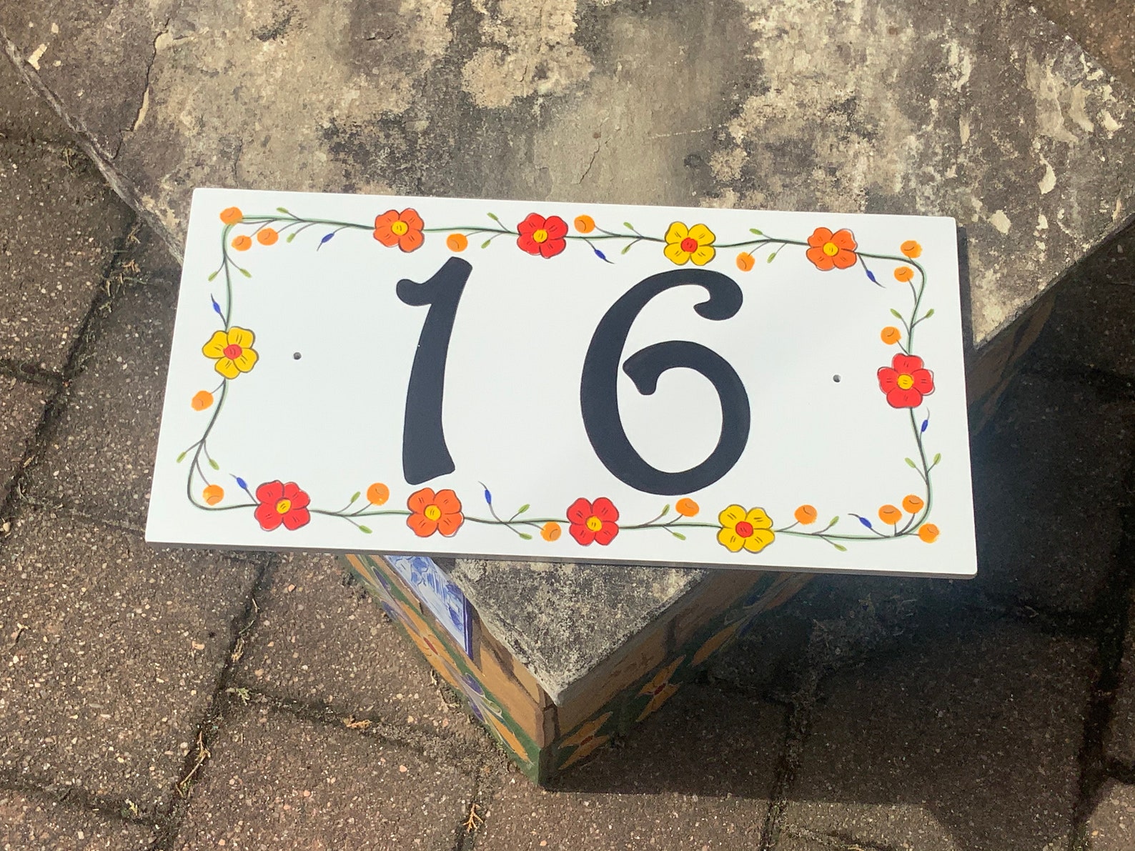 Floral House Number Sign, Large Numbers, Custom Hand Painted Address ...