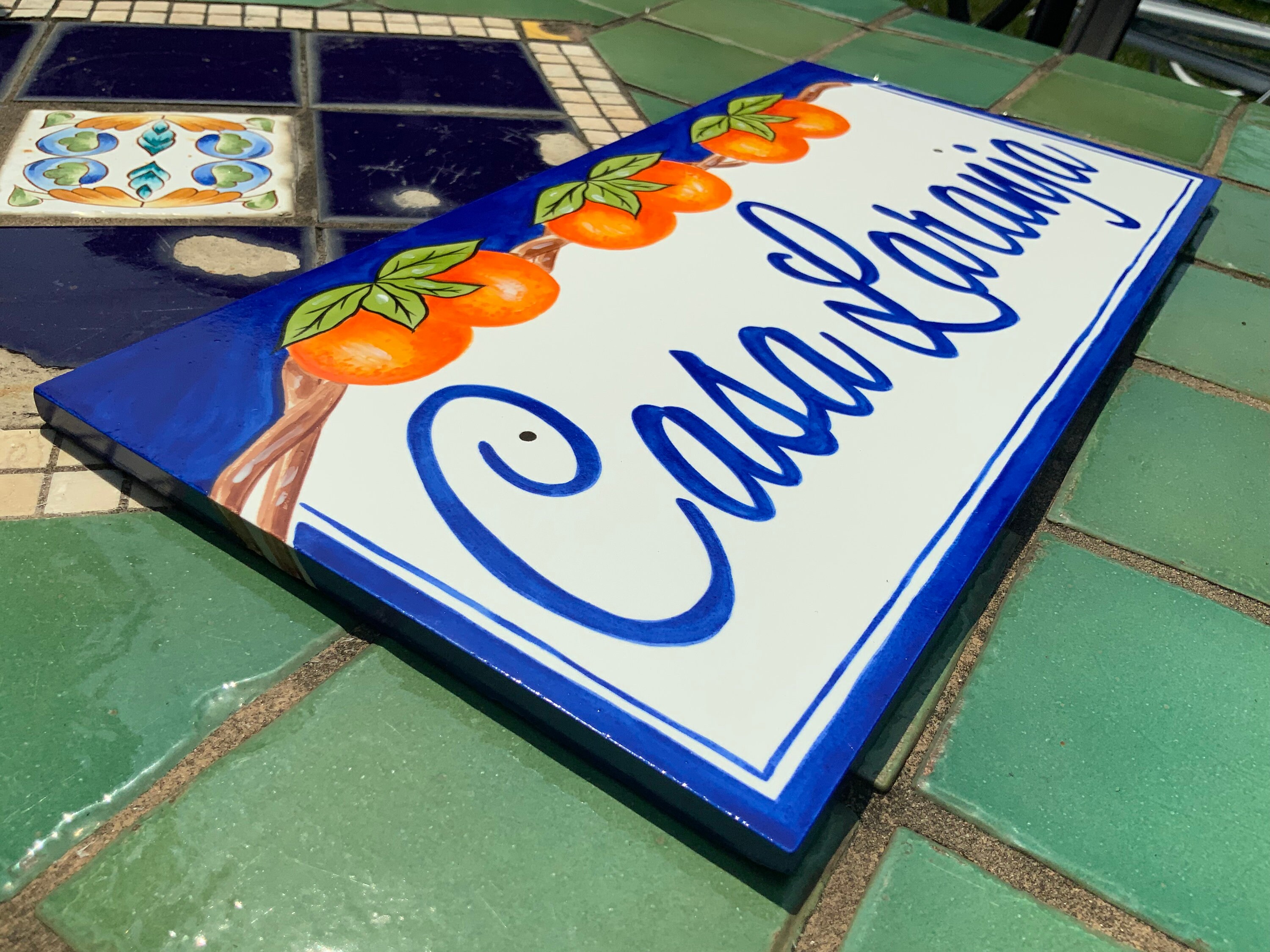 Orange address plaque Welcome house sign Personalized Cobalt | Etsy