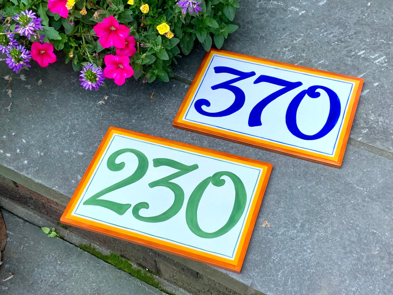 Choose Any 3 Colors Custom Hand Painted Ceramic Address Sign Decorative ...