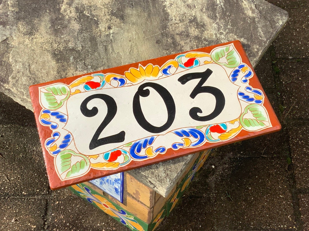 Terra Cotta House Numbers Spanish Colorful House Number - Etsy