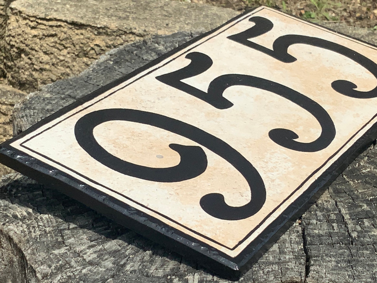 Large Rustic House Number Plaque. Porcelain Address Sign, Black Door ...