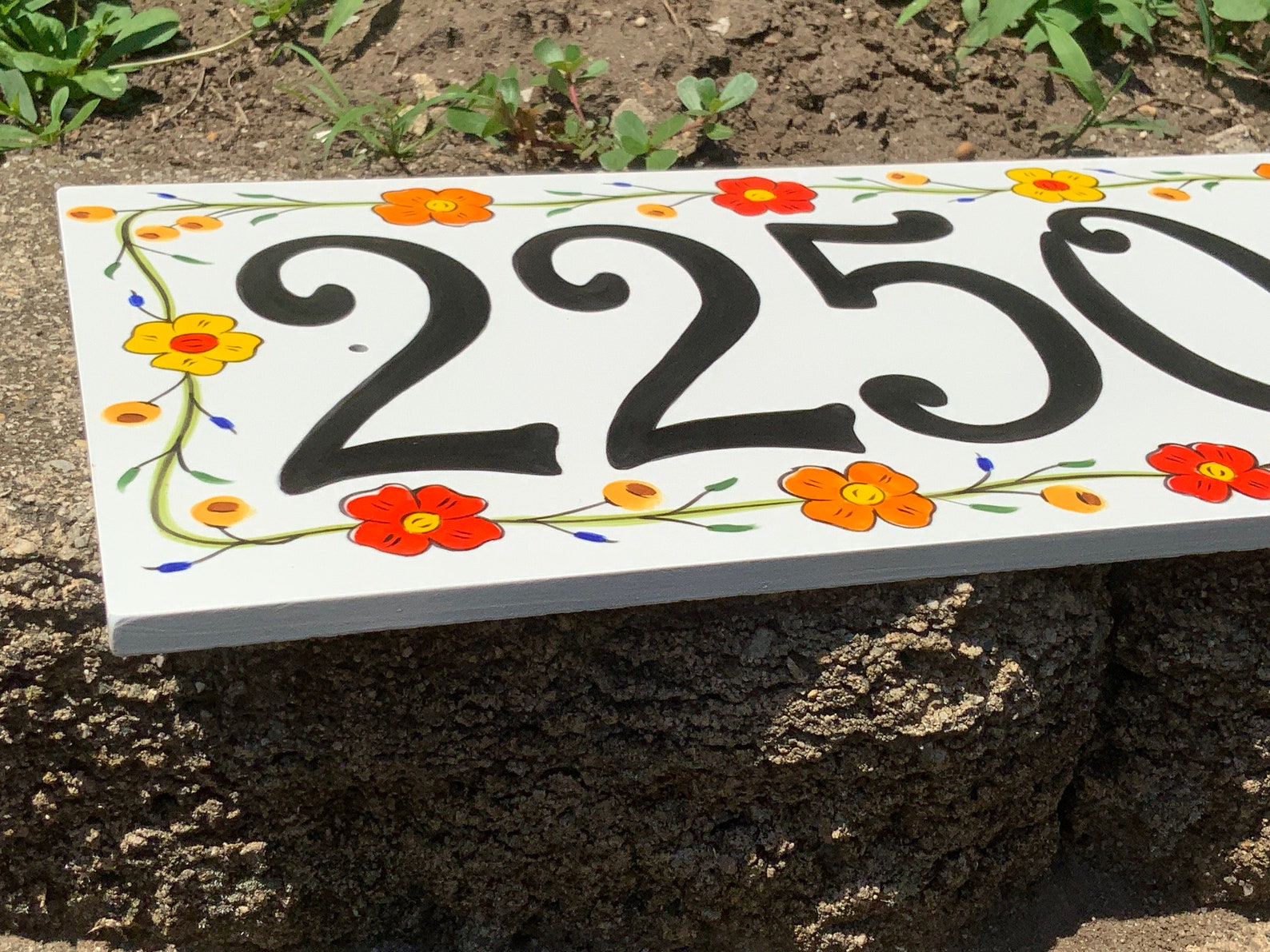 Floral House Number Sign, Large Numbers, Custom Hand Painted Address ...