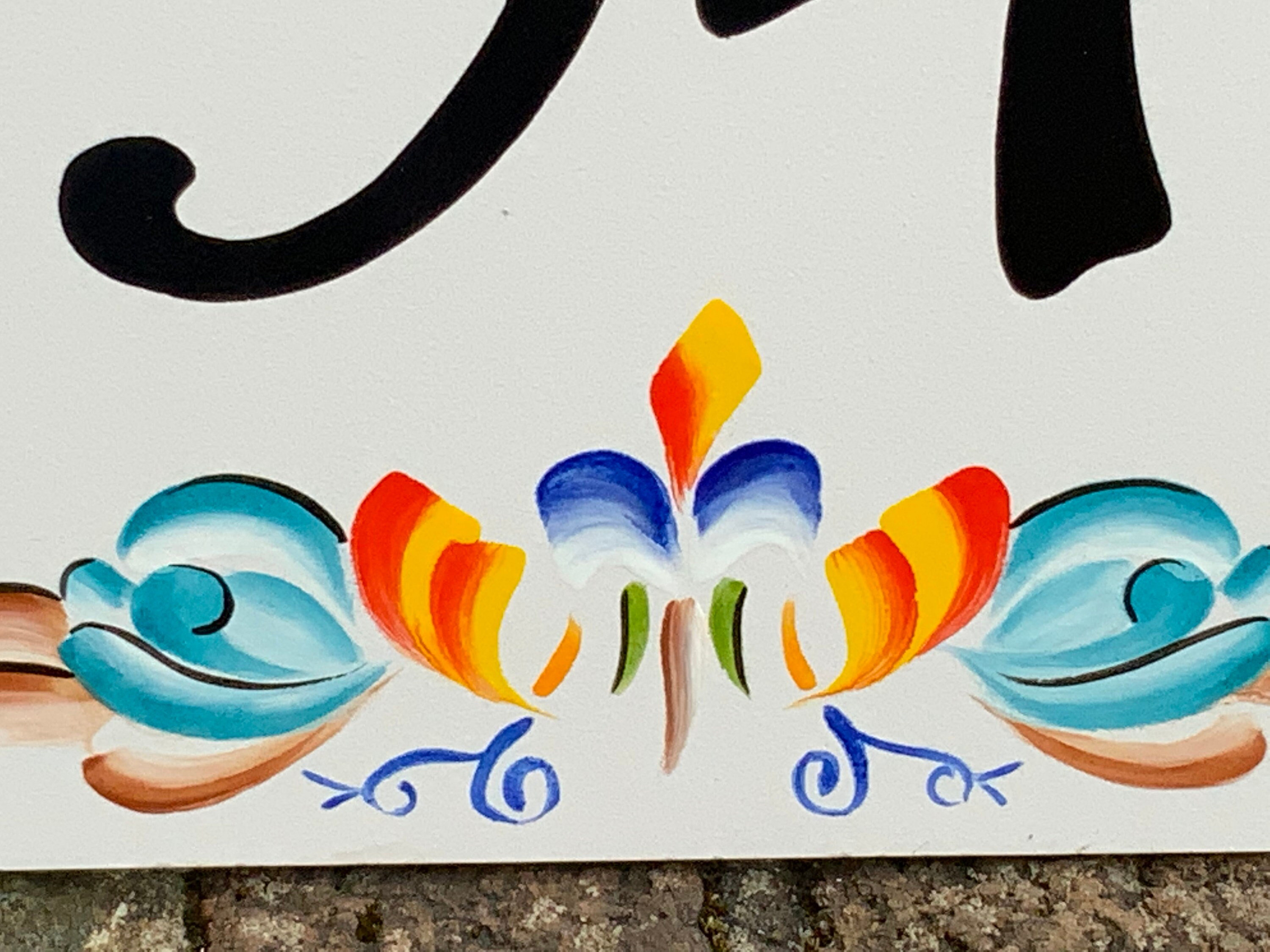 Rosemaling House Number Plaque. Decorative Folk Art Outdoor Sign ...