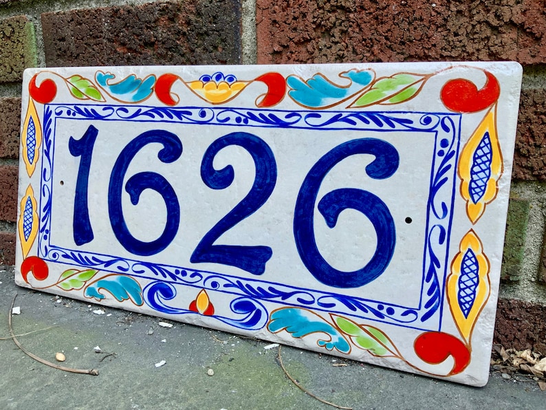 Address Number Signs Personalized Unique Italian Cobalt Blue | Etsy