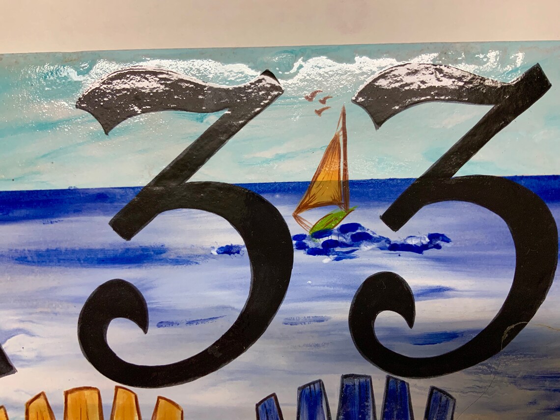 Beach house numbers Tropical Nautical Ocean house Number | Etsy