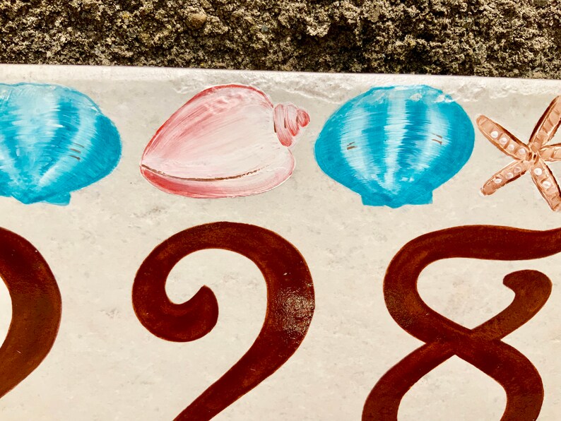 Shells House Number Plaque Personalized Nautical House Sign | Etsy
