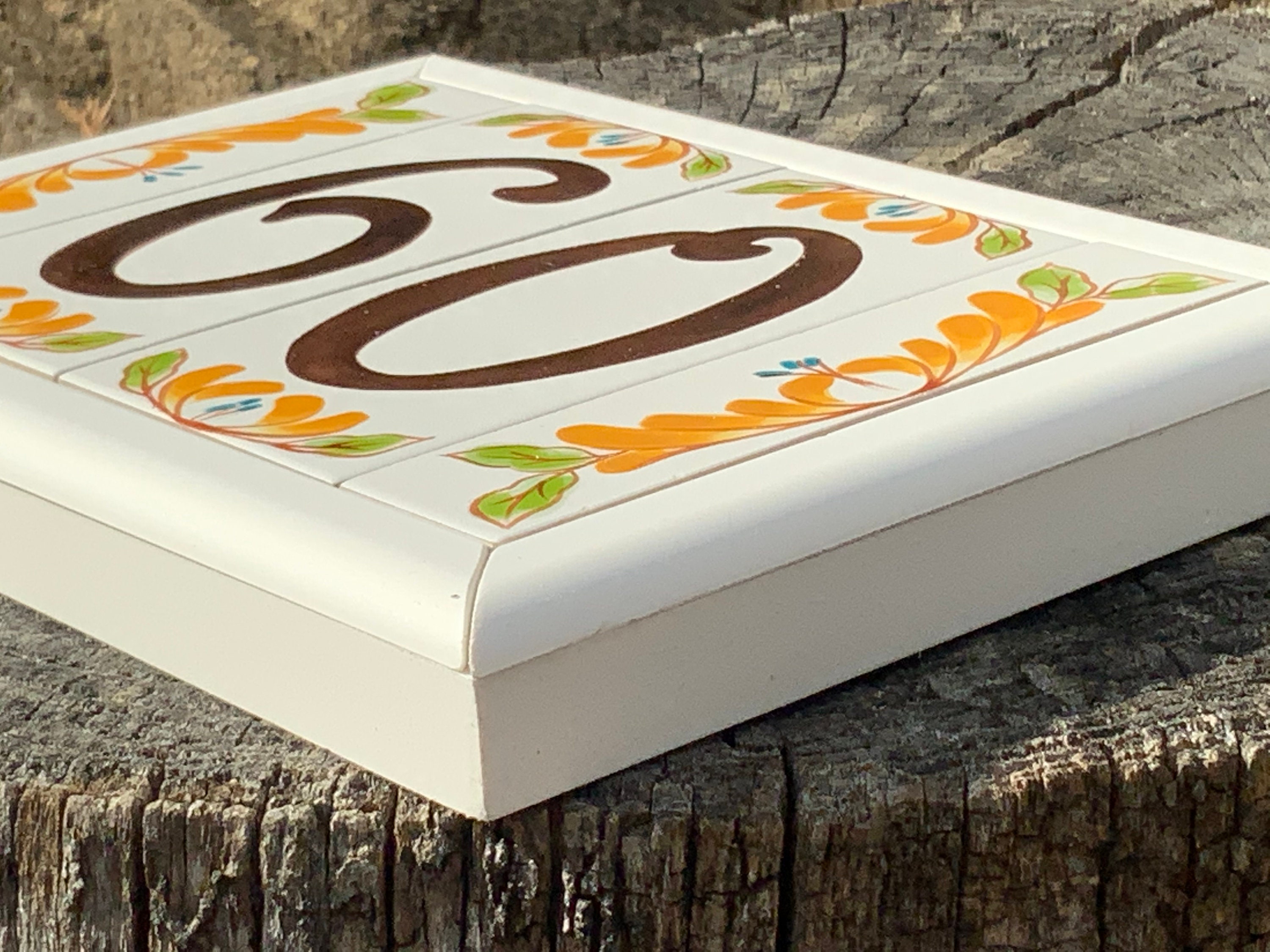 House Numbers With Frame Custom Address Tiles Sign Ceramic | Etsy