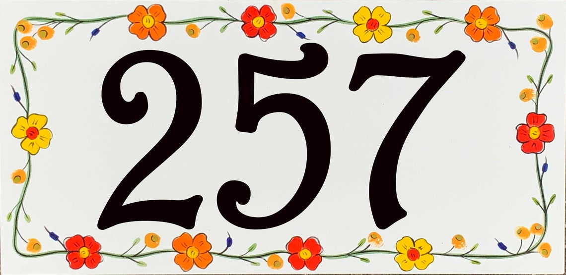 Floral House Number Sign Large Numbers Custom Hand Painted - Etsy