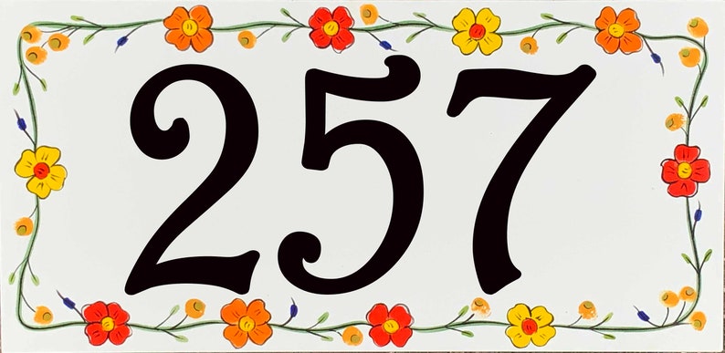 Floral House Number Sign Large Numbers Custom Hand Painted - Etsy